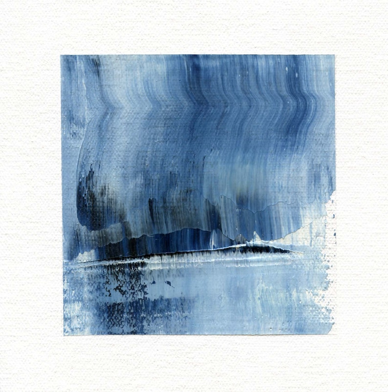 Midnight by the Ocean, Original Prussian Blue and White Oil Abstract ...