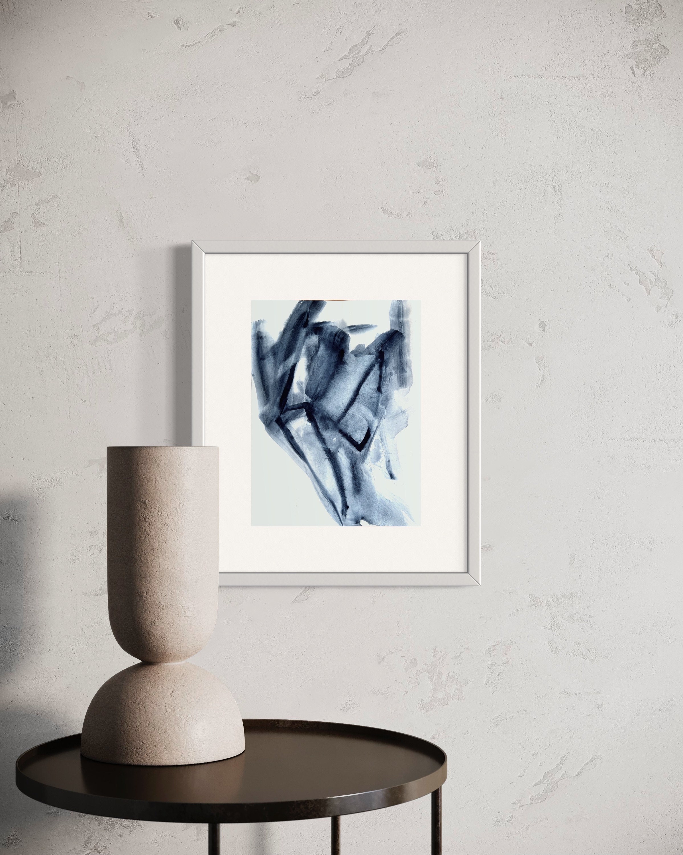 Indigo Sails, Original Watercolor Abstract a Indigo Colored Watercolor ...