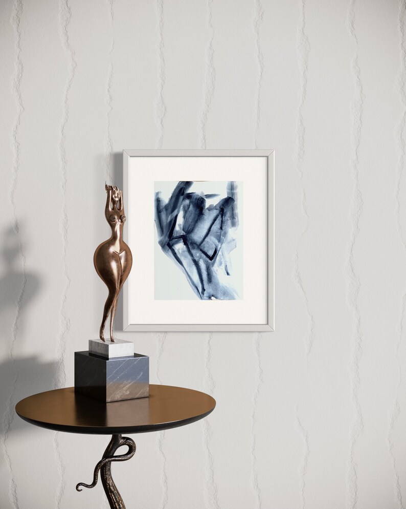 Indigo Sails, Original Watercolor Abstract a Indigo Colored Watercolor ...