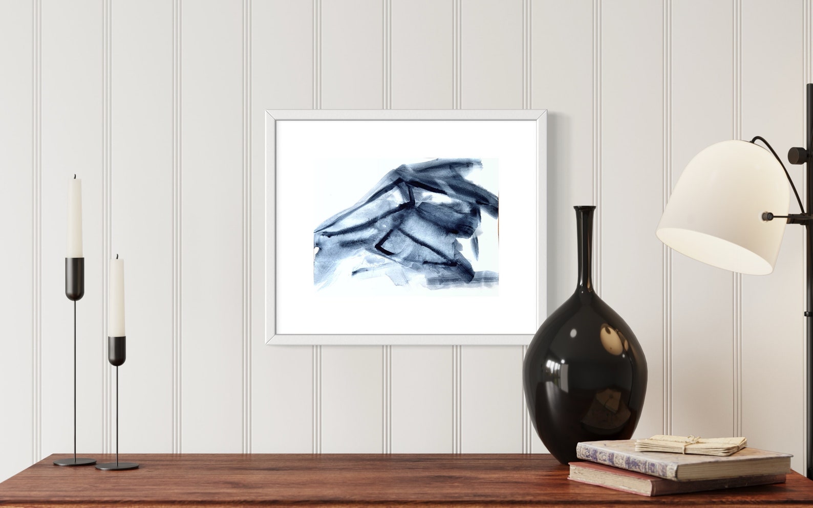 Indigo Sails, Original Watercolor Abstract a Indigo Colored Watercolor ...