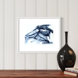 Indigo Sails, Original Watercolor Abstract a Indigo Colored Watercolor ...
