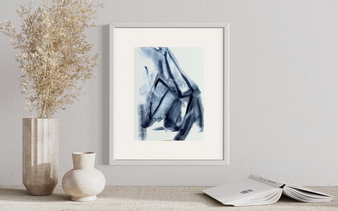 Indigo Sails, Original Watercolor Abstract a Indigo Colored Watercolor ...