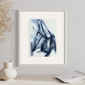 Indigo Sails, Original Watercolor Abstract a Indigo Colored Watercolor ...