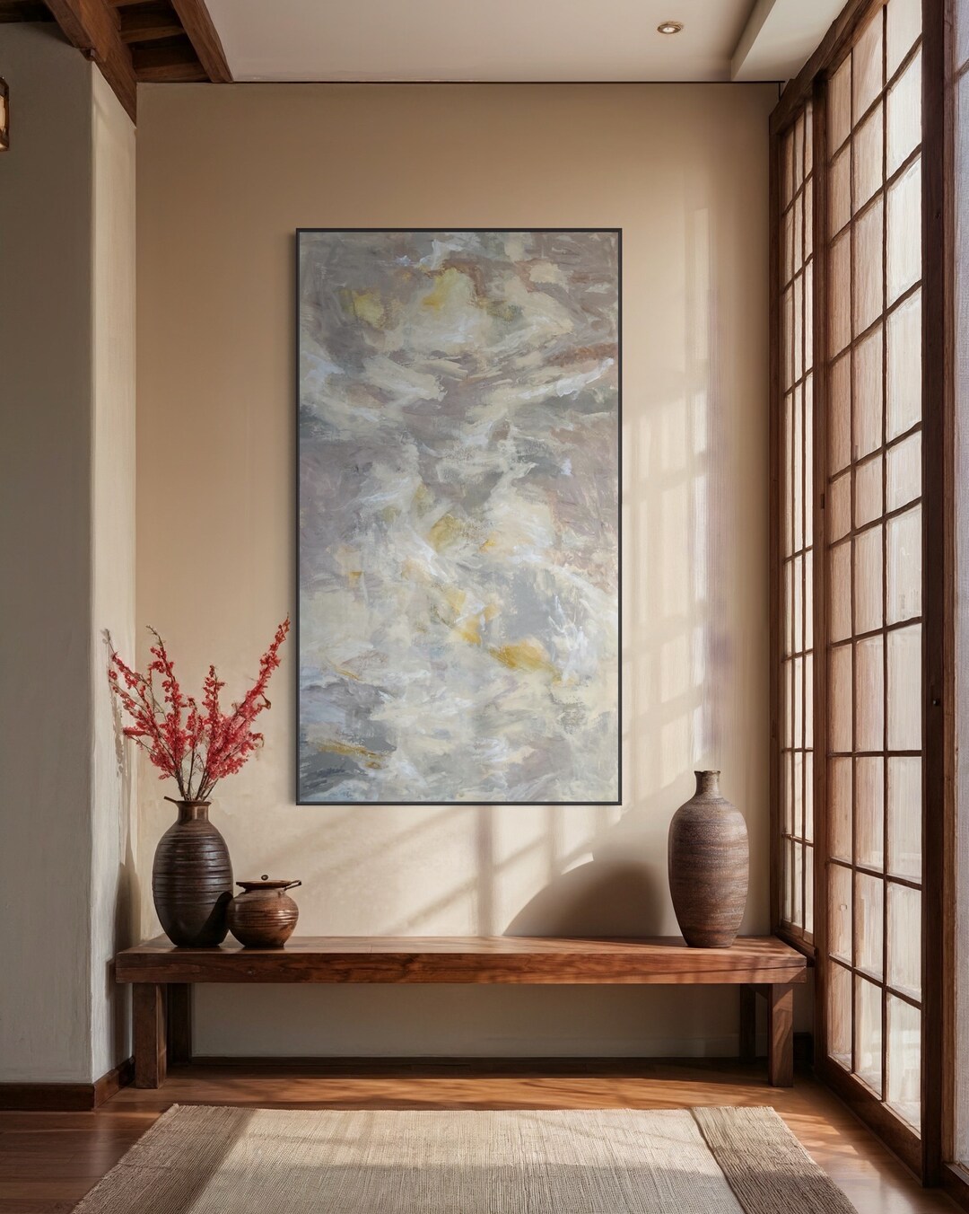 Mette, Extra Large 75"x42" Color Field Abstract in Champagne, Yellow ...