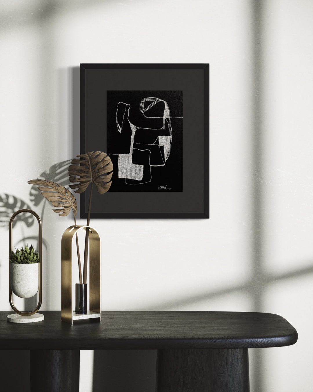Satisfaction, Black Paper With White Charcoal, Original Abstract ...