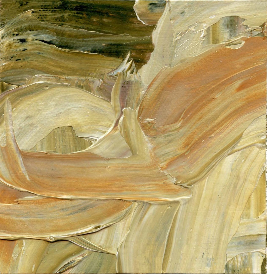 Original Abstract Art, Oil Painting Abstract in Earthy Green, Yellow ...