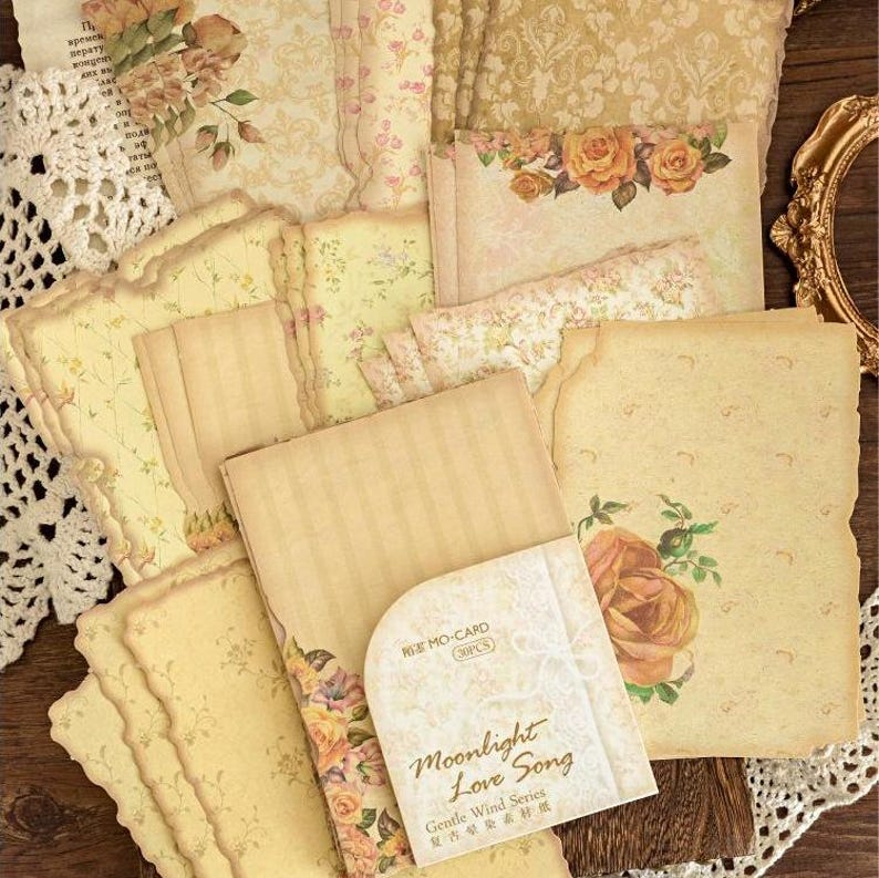 Vintage Ephemera Paper Pack, Background Paper for Junk Journaling ...