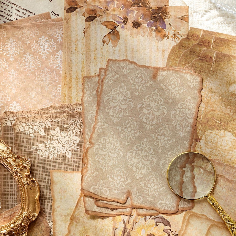 Vintage Ephemera Paper Pack, Background Paper for Junk Journaling ...
