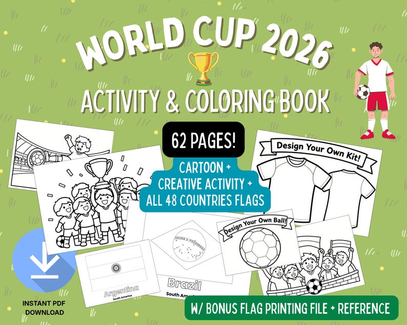 2026 World Cup Coloring & Activity Book for Kids (digital Download ...