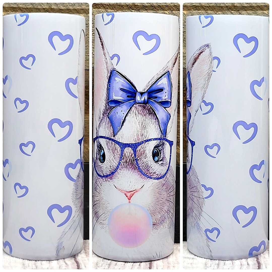Bunny Cup With Hearts, Cute Bunny Cup, Bunny Tumbler, Bunny Drinkware ...