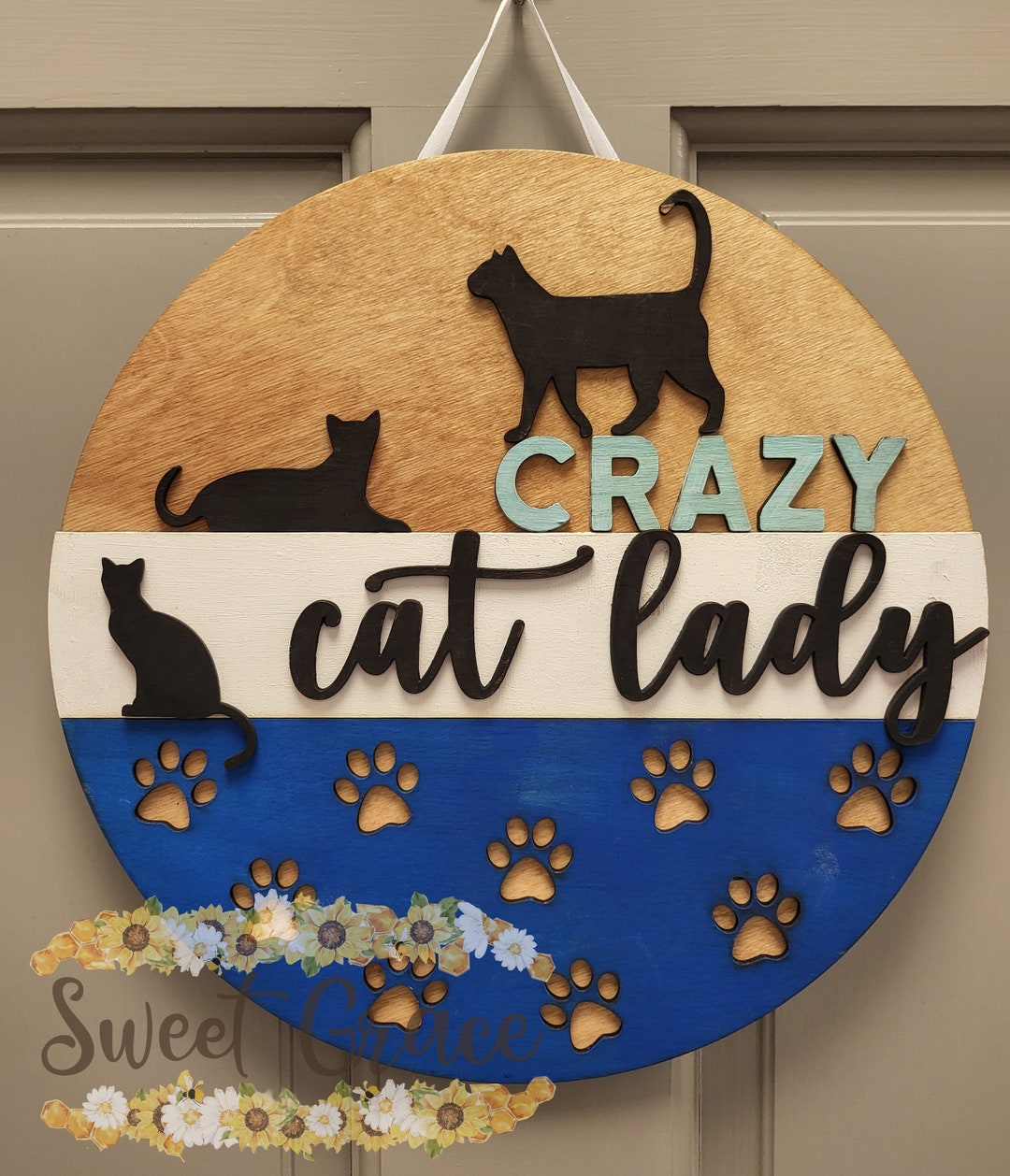 Crazy Cat Hanger, Door Hanger, Cat Sign, Funny Door Hanger, Funny Cat ...