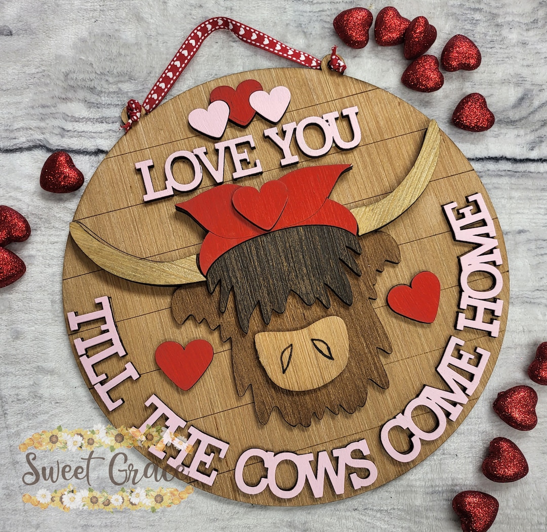 Cow Door Hanger, Door Hanger, Cow Hanger, Valentines Door Hanger ...