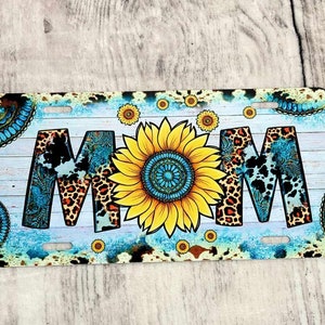 Sunflower Mom License Plate, Sunflower Mom Car Tags, Mother's Day Gifts ...