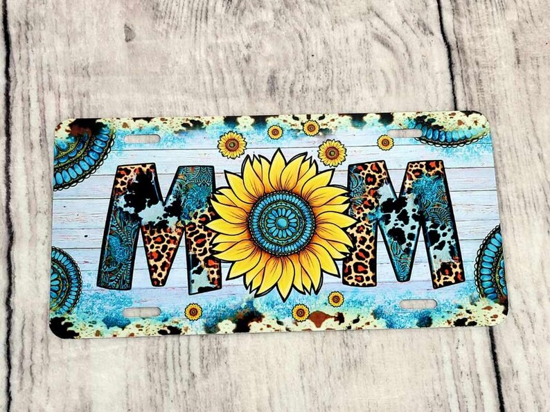 Sunflower Mom License Plate, Sunflower Mom Car Tags, Mother's Day Gifts ...