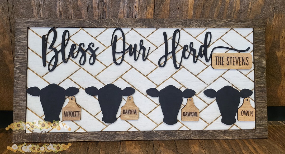 Personalized Family Sign, Personalized Farmhouse Decor, Cow Sign ...