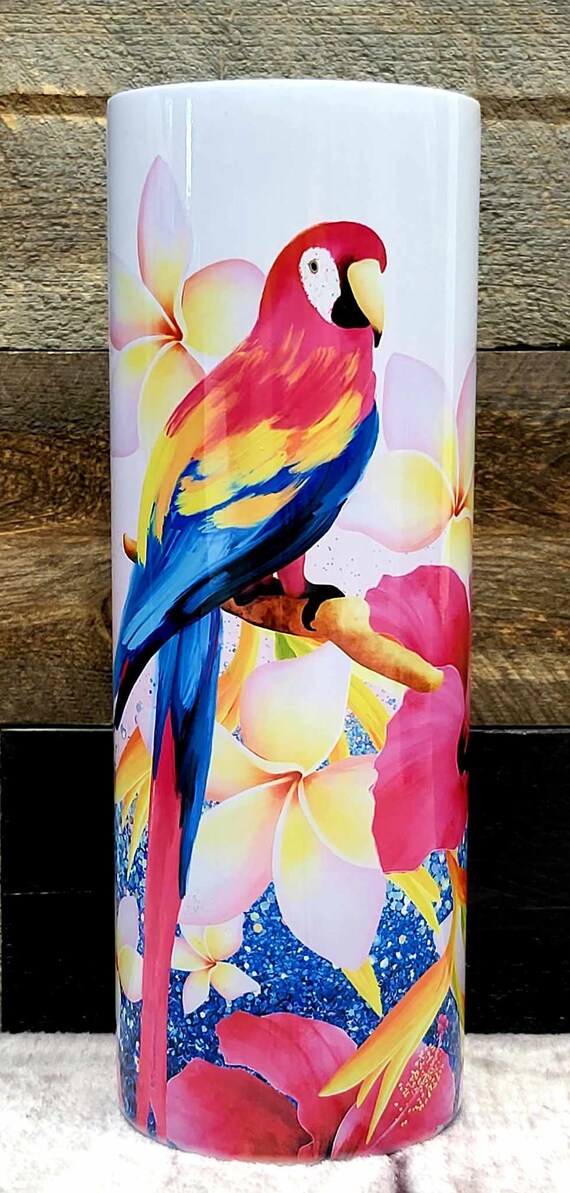 Parrot Cup Parrot Tumbler Floral Parrot Cup Floral Parrot - Etsy