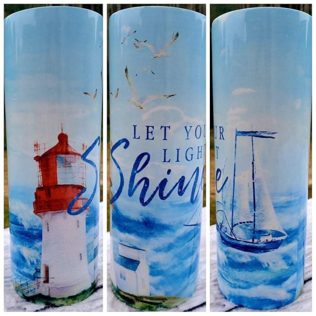 Christian Lighthouse Tumbler, Beach Lighthouse Cup, Let Your Light ...