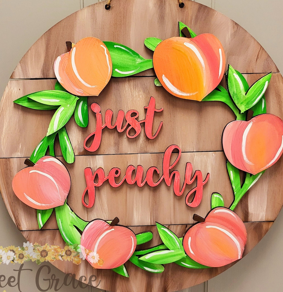 Peach Door Hanger, Door Hanger, Peach Sign, Summer Door Hanger, Peaches ...
