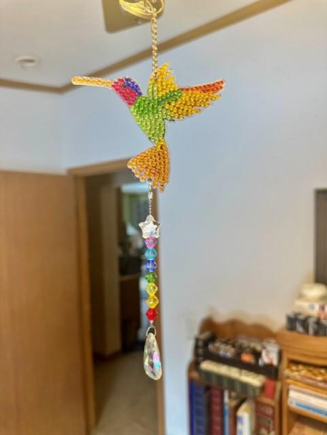 Diamond Art Hummingbird Fan or Light Pull Suncatcher Orange/green - Etsy