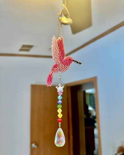 Diamond Art Hummingbird Fan or Light Pull Suncatcher Pink - Etsy