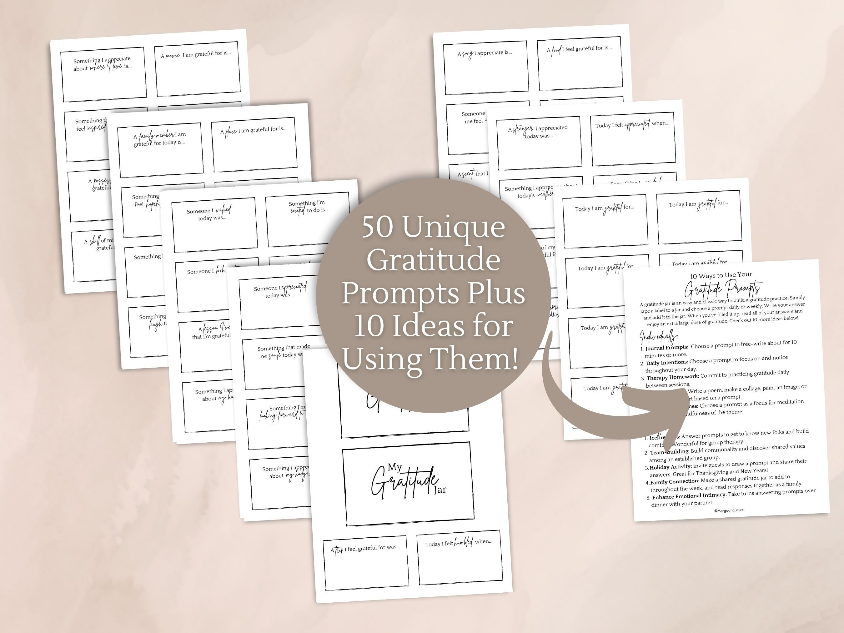 Printable Gratitude Jar Kit | Gratitude Journal Prompts, Daily ...