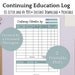 Continuing Education Hours Log Printable Therapist CE Tracker ...