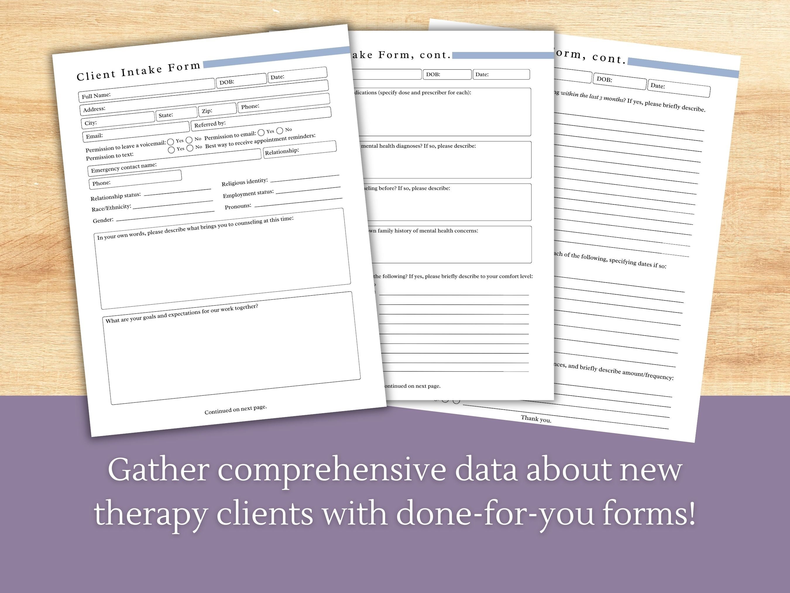 Therapy Client Intake Form Counseling Intake, Therapist Notes, Private ...