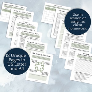 Self Harm Therapy Worksheets Bundle, CBT Therapy Tools for Self Injury ...