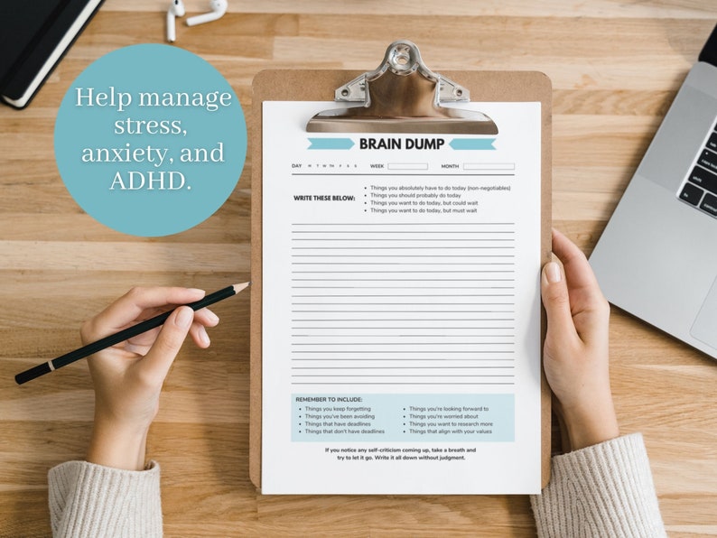 Brain Dump Printable ADHD Planner Adult Anxiety Worksheets, ADHD to Do ...