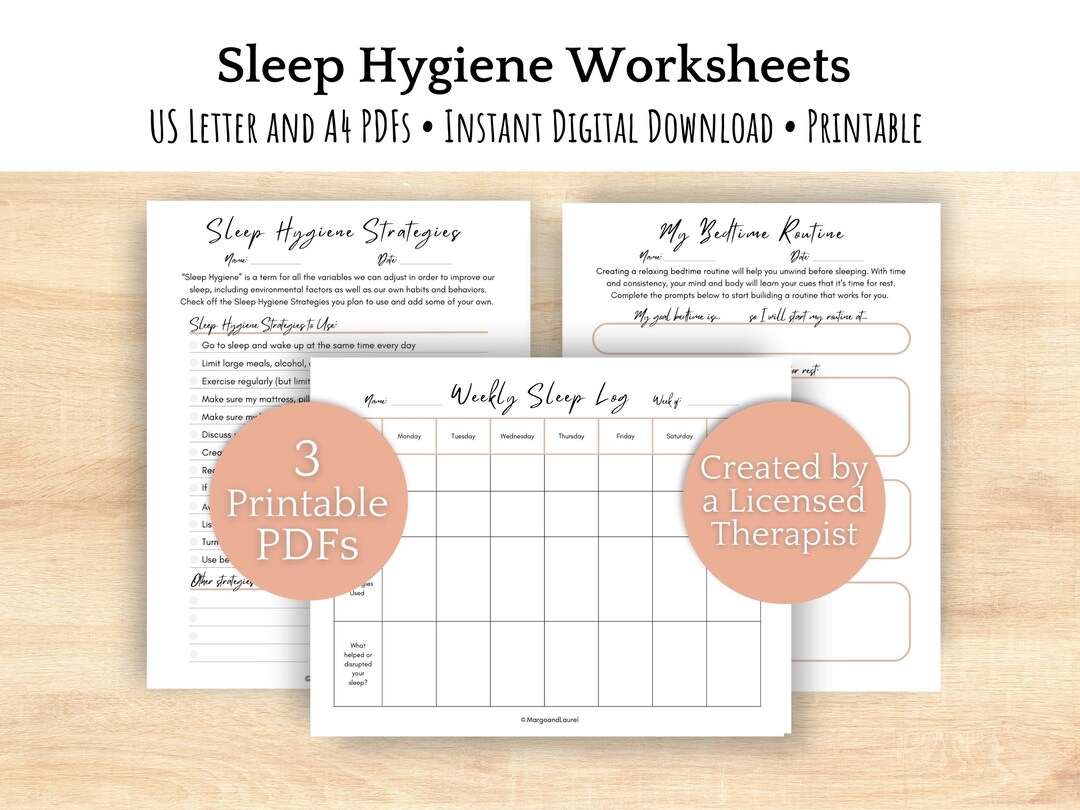 Sleep Diary Therapy Worksheets Sleep Hygiene Therapist - Etsy UK