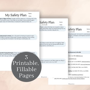 Safety Plan Template Therapist Worksheet | Suicide Prevention Therapy ...