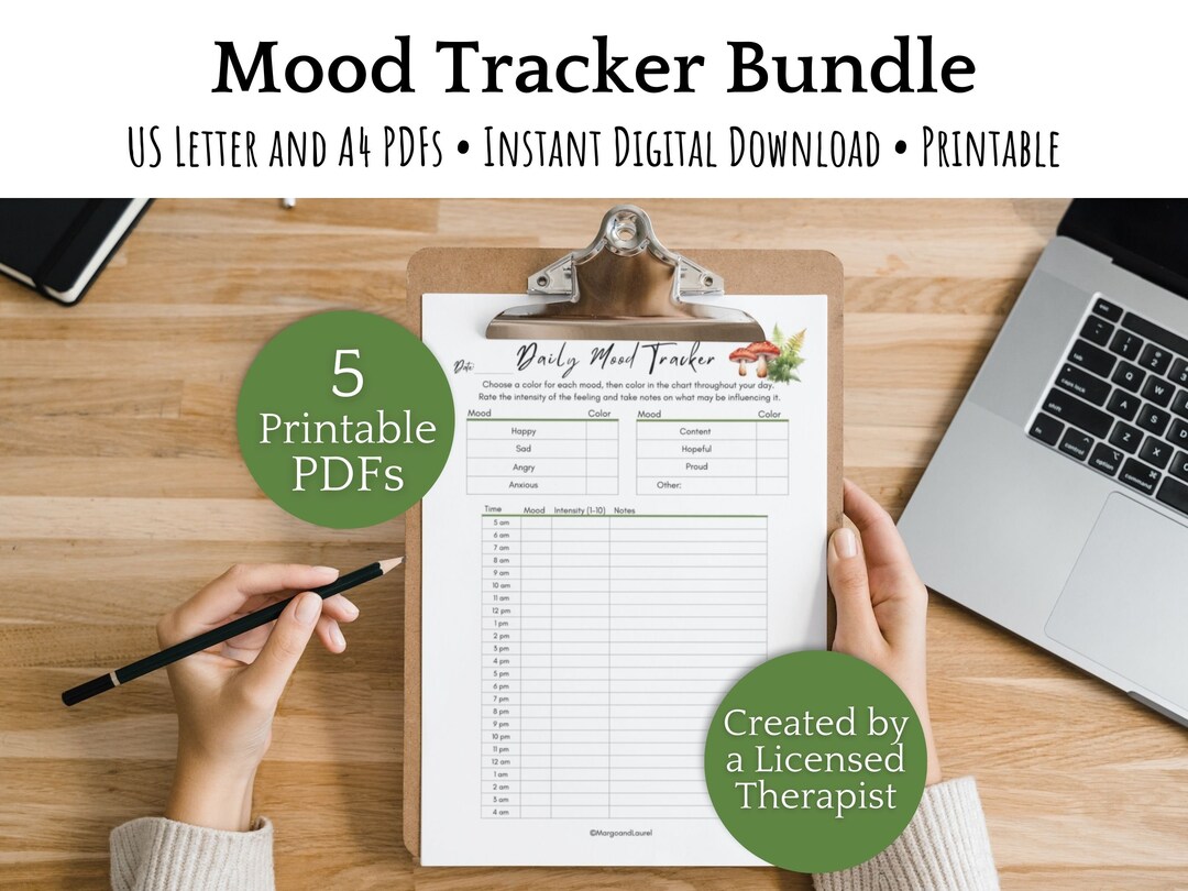Mood Tracker Therapy Worksheets Printable Mood Chart, CBT Therapy ...