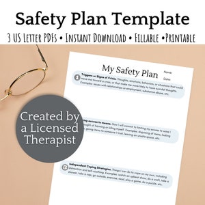 Safety Plan Template Therapist Worksheet | Suicide Prevention Therapy ...