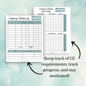 Continuing Education Hours Log Printable | Therapist CE Tracker ...
