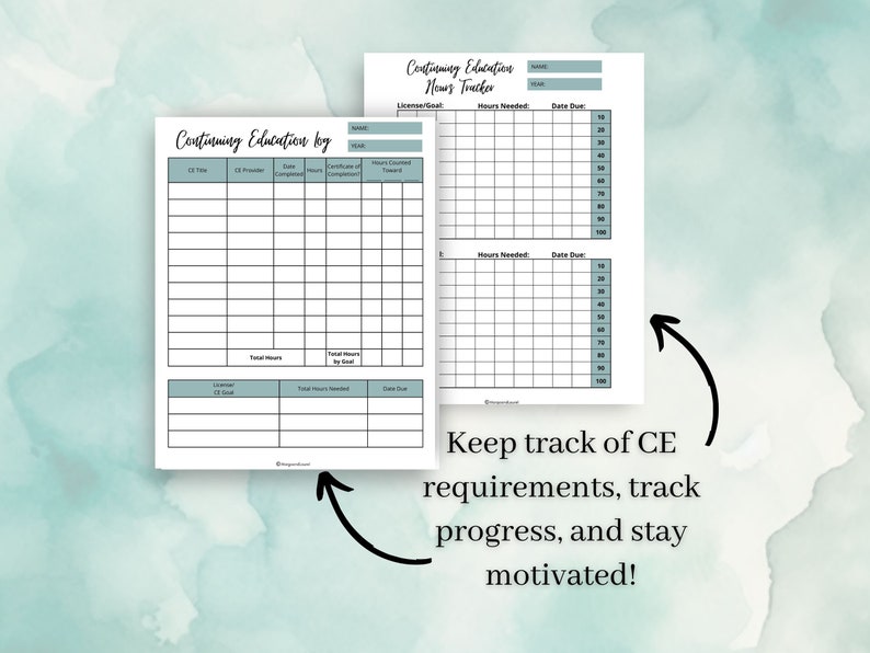 Continuing Education Hours Log Printable | Therapist CE Tracker ...