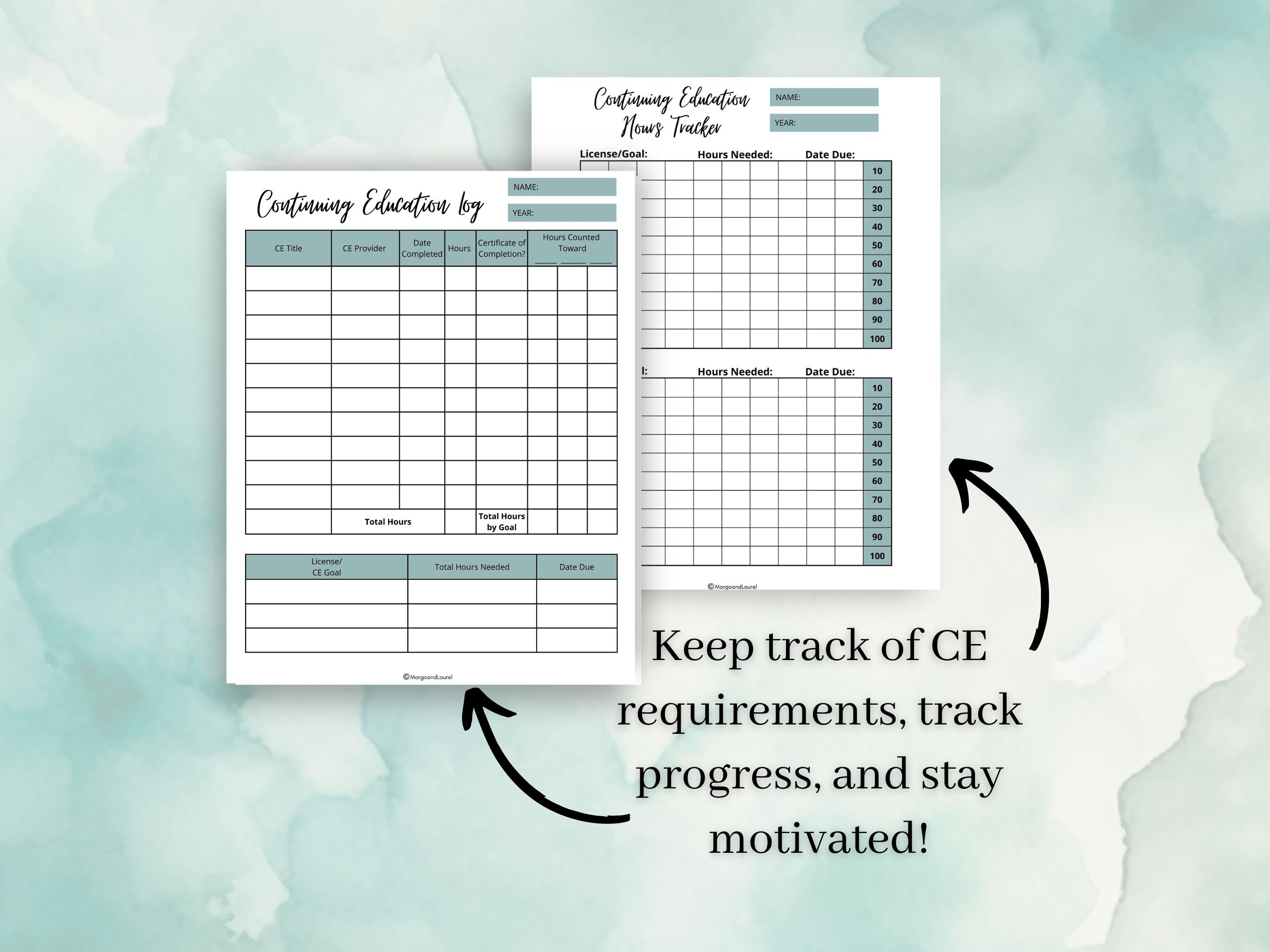 Continuing Education Hours Log Printable Therapist CE Tracker ...