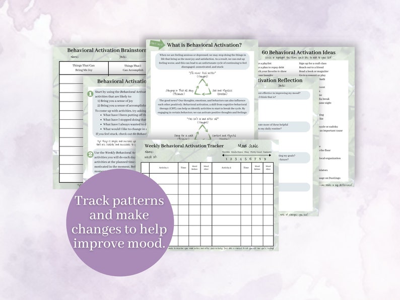 CBT Worksheets Behavioral Activation Therapist Worksheets | CBT Journal ...