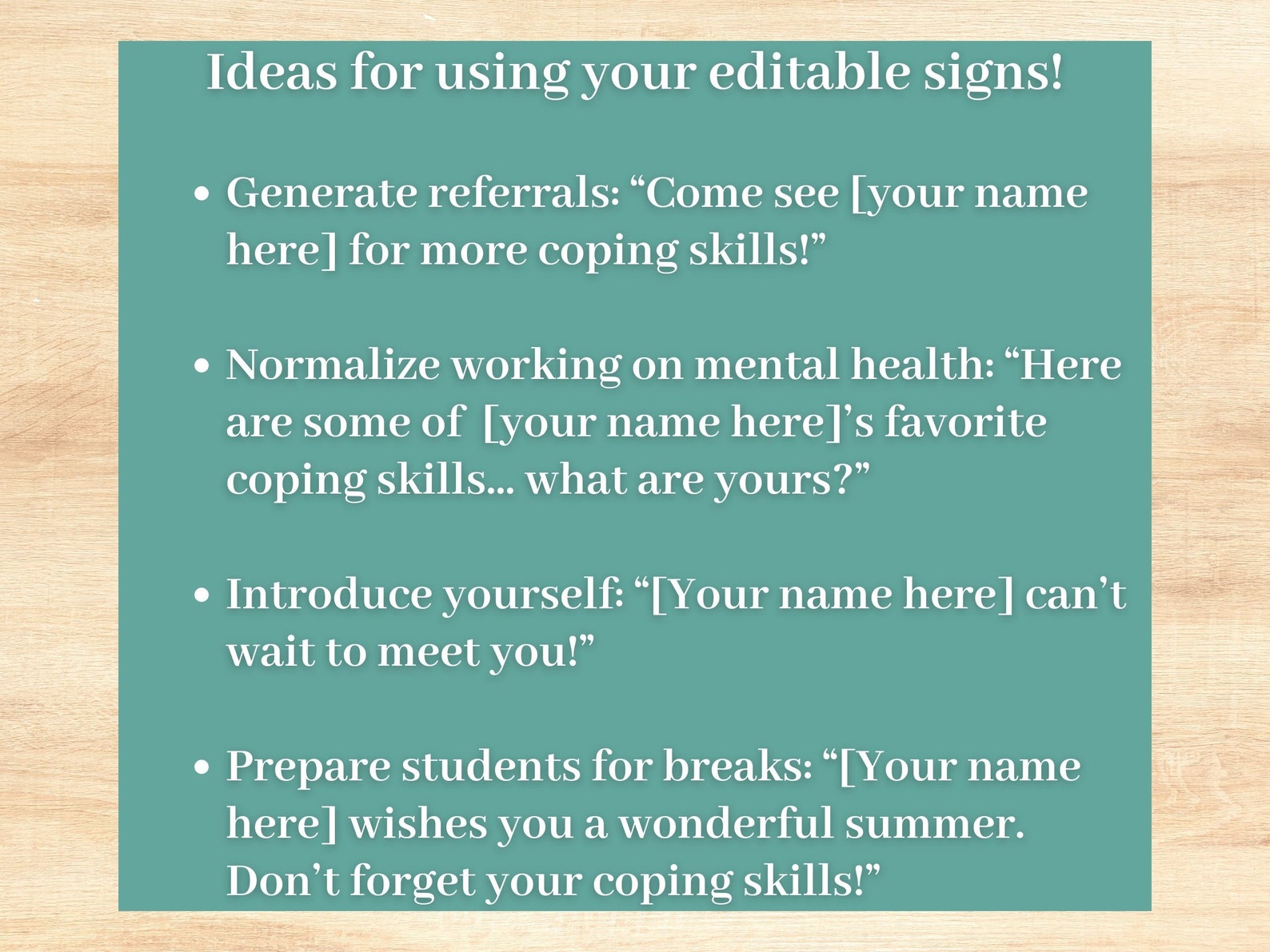 Editable School Counselor Door Sign Template With Coping Skills ...