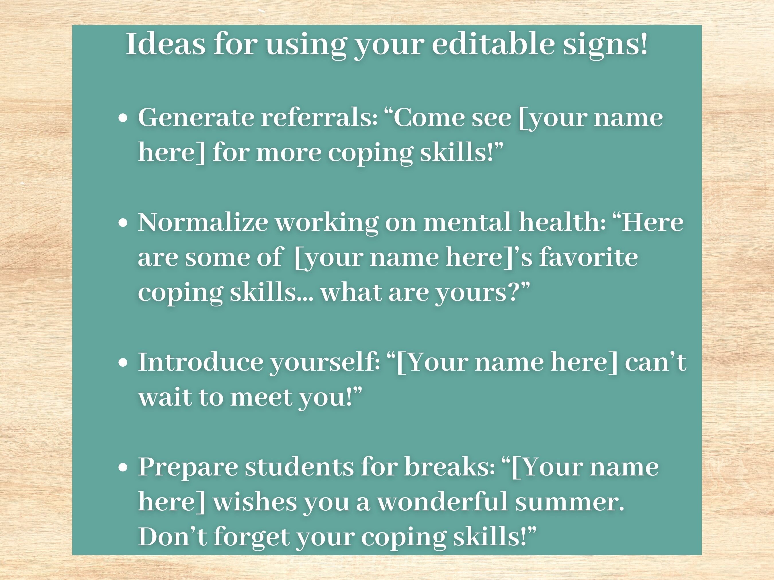 Editable School Counselor Door Sign Template With Coping Skills ...