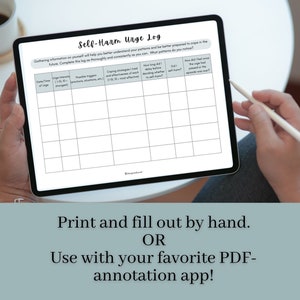 CBT Therapy Worksheets for Self Harm, Printable Therapy Journal, Self ...