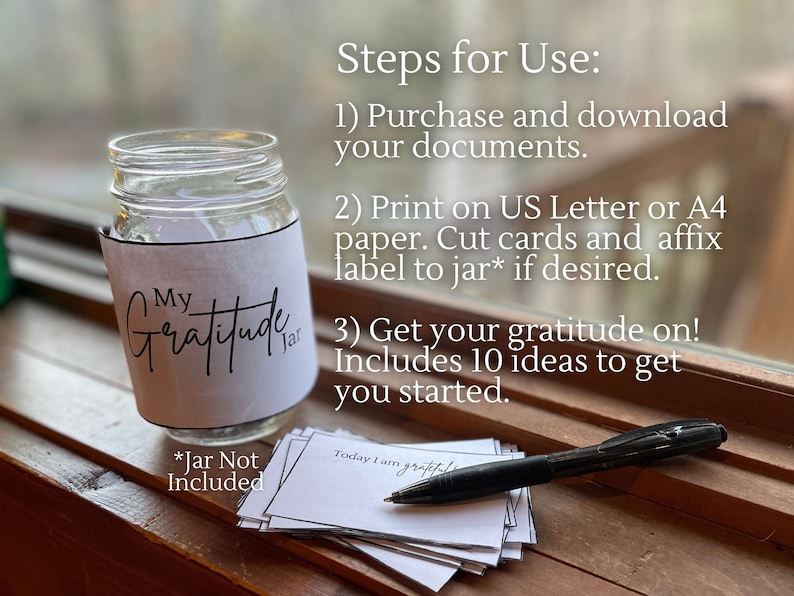 Printable Gratitude Jar Kit | Gratitude Journal Prompts, Daily ...