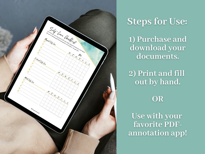 Self Care Checklist Printable Mental Health Habit Tracker, Therapy ...