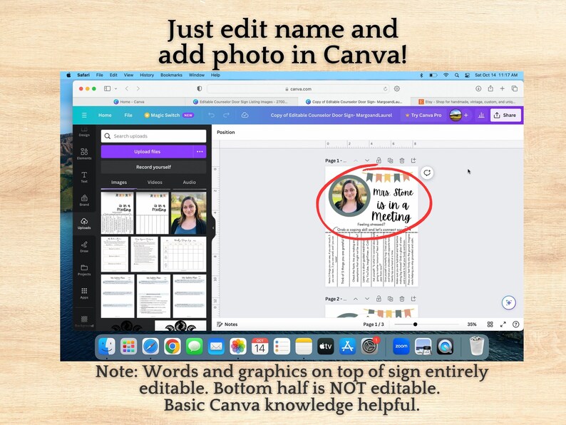 Editable School Counselor Door Sign Template With Coping Skills ...