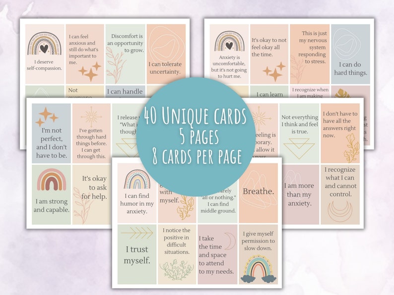 Printable Affirmation Cards for Anxiety Therapy Affirmations, Anxiety ...