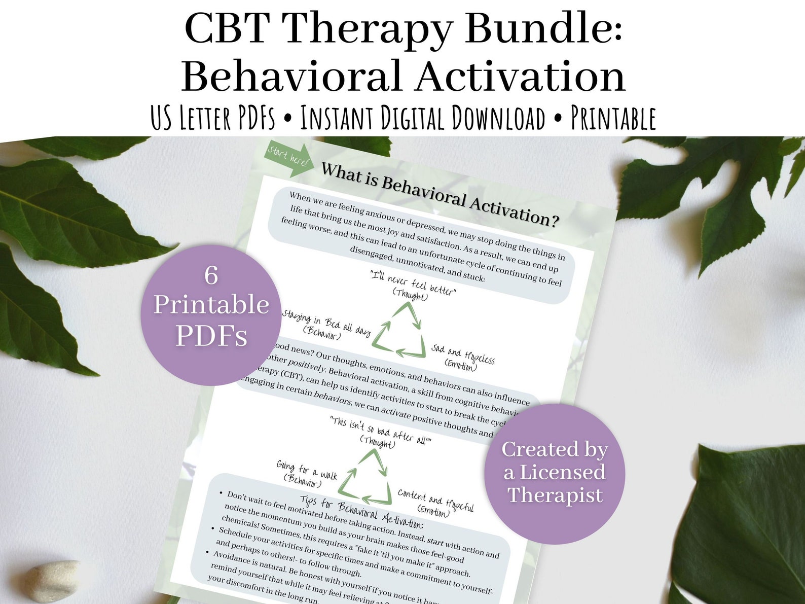 CBT Worksheets Behavioral Activation Therapist Worksheets | CBT Journal ...