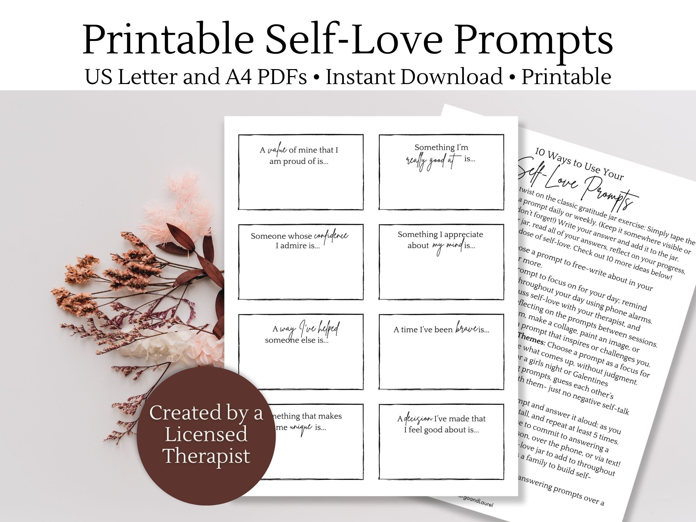 Printable Self Love Prompts Journal Prompts for Self Love, Galentines ...