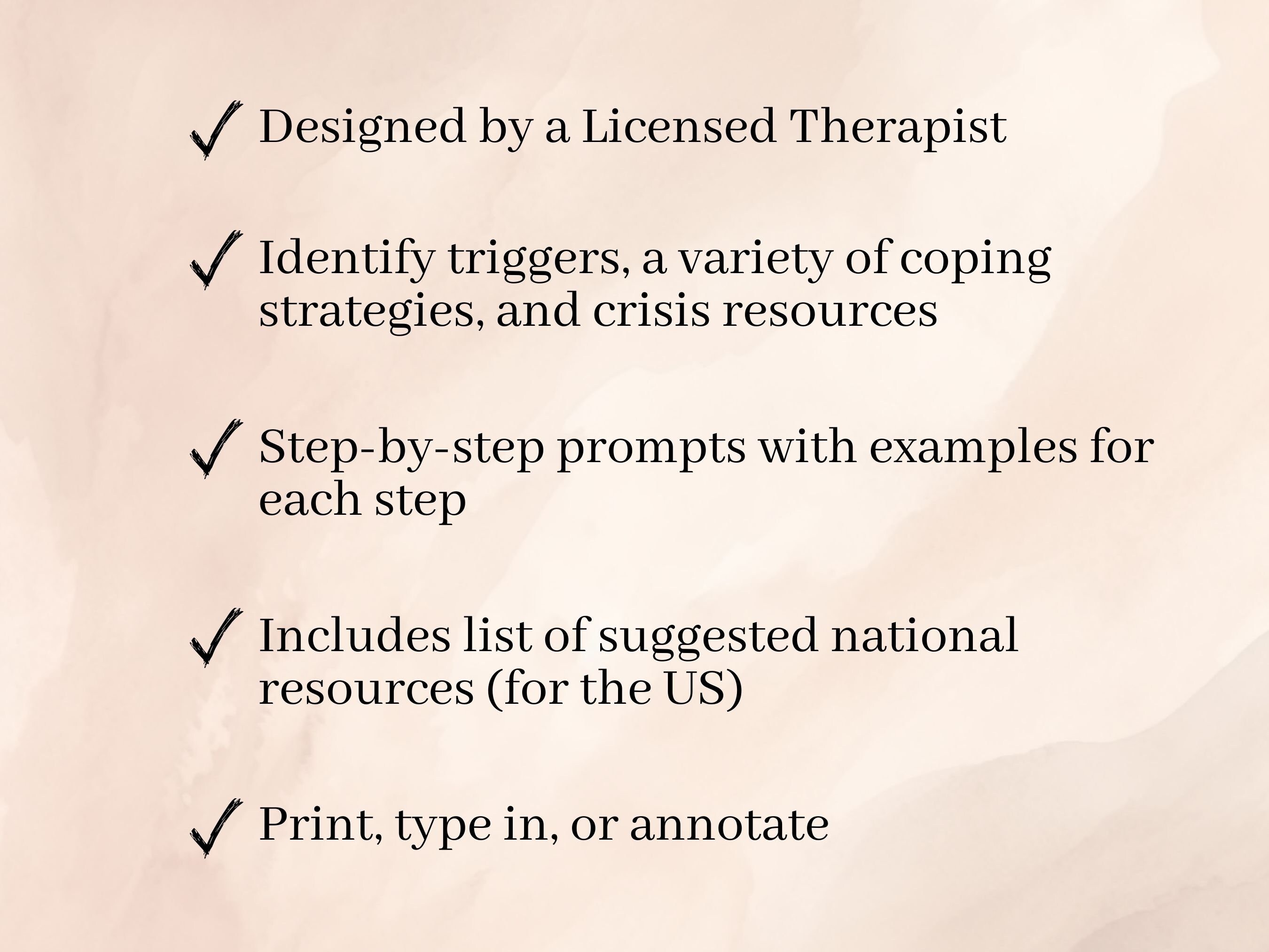 Safety Plan Template Therapist Worksheet Suicide Prevention Therapy ...
