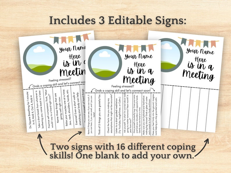 Editable School Counselor Door Sign Template With Coping Skills ...