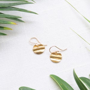 Small Gold Coin Dangle Earrings, 18kt Yellow Gold Plated Round Earrings ...