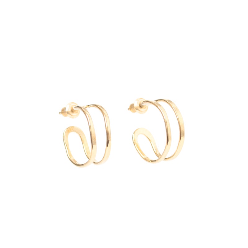 Double Hoop Earrings Gold - Etsy